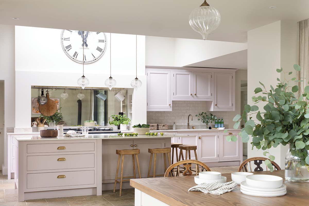 A Georgian kitchen made pretty with just a hint of pink